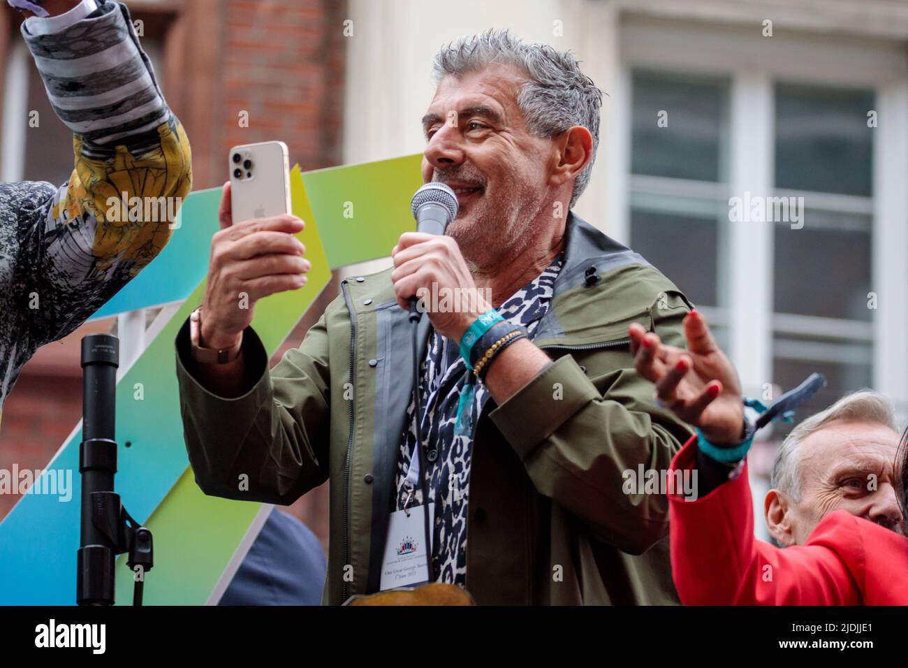DJ Gary Davies on board the 1980s bus, one of 7 for each decade of Her ...