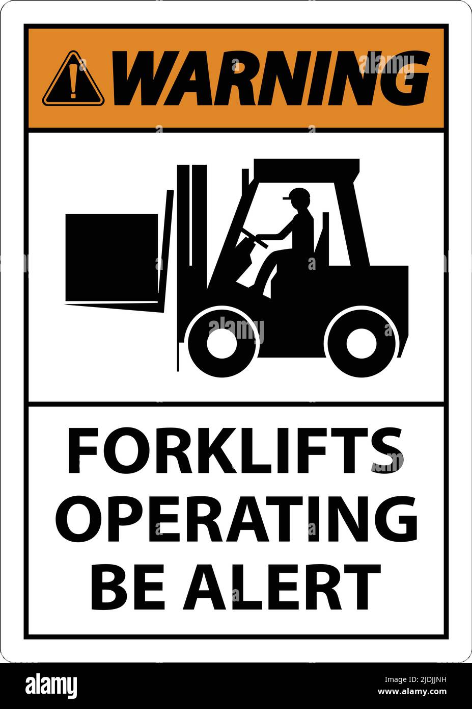 Warning 2-Way Forklifts Operating Sign On White Background Stock Vector ...