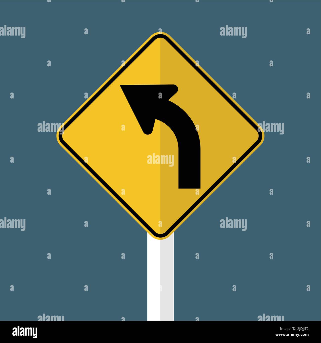 Left Curve Ahead Sign,vector illustration Stock Vector Image & Art - Alamy