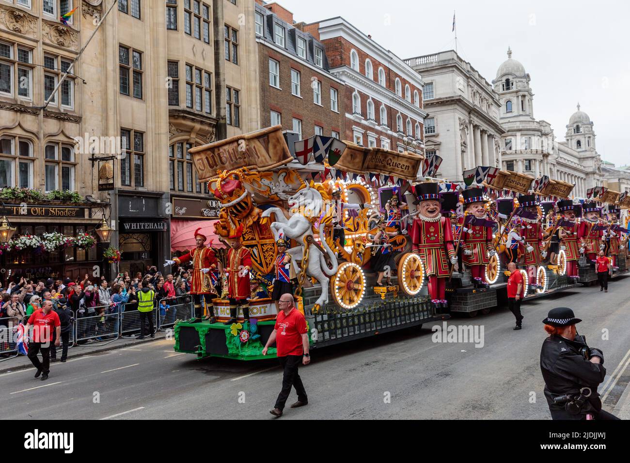 The Platinum Jubilee Pageant proceeds along Whitehall on the fourth and ...
