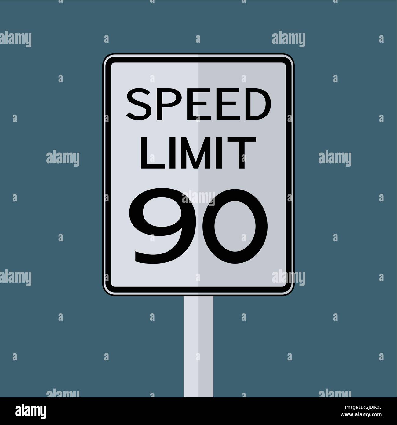 USA Road Traffic Transportation Sign: Speed Limit 90 On White ...