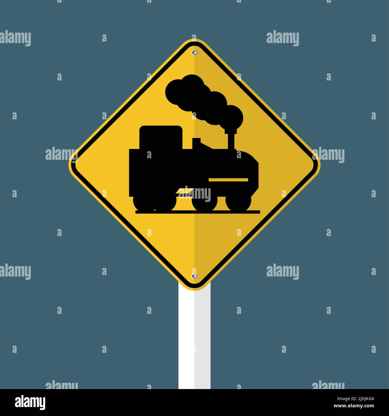 Open railroad crossing sign isolated on grey sky background.Vector ...