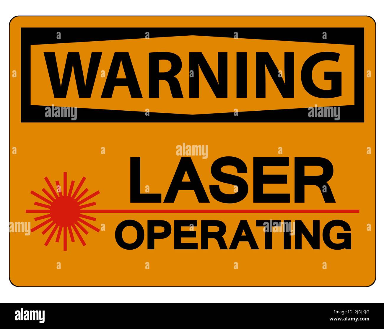 Warning Safety Sign Laser Operating On White Background Stock Vector ...
