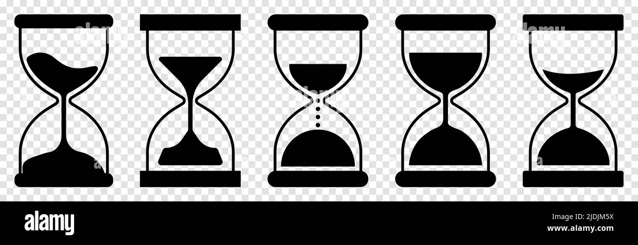 Set of sand clocks. Vector illustration isolated on transparent ...