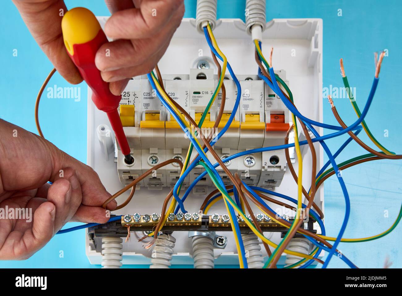 Repair of single phase consumer unit for household electrical network ...