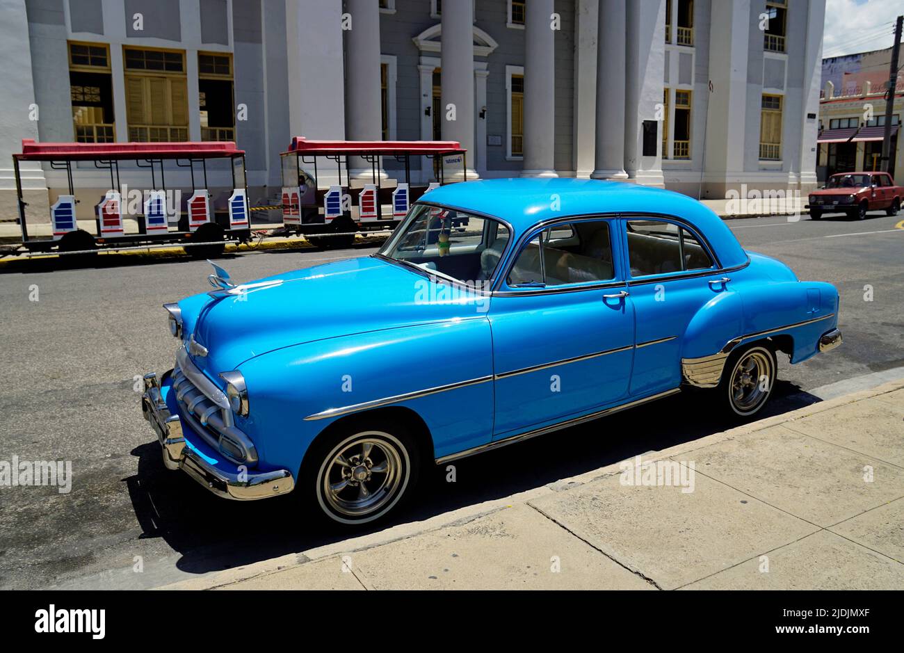 blue classic car in the streets of Cienfuegos, cuba Stock Photo - Alamy