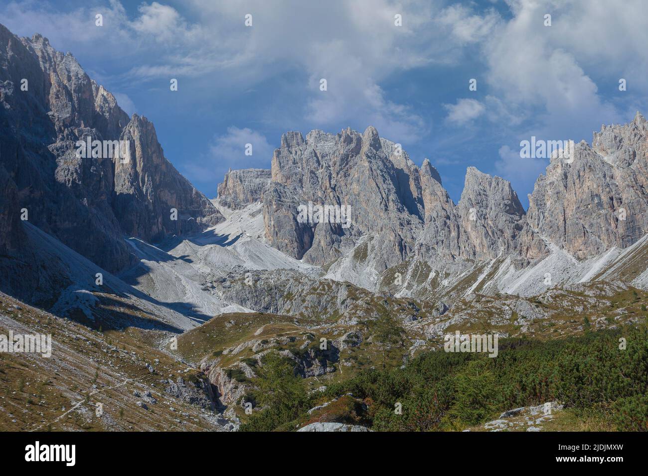 Panorama of rocky ridges of Croda Rossa di Sesto Mountain and ...