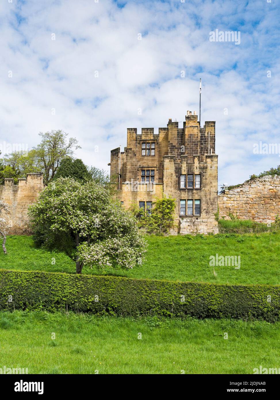 Bothal village in Northumberland, UK with church of St Andrew bell ...
