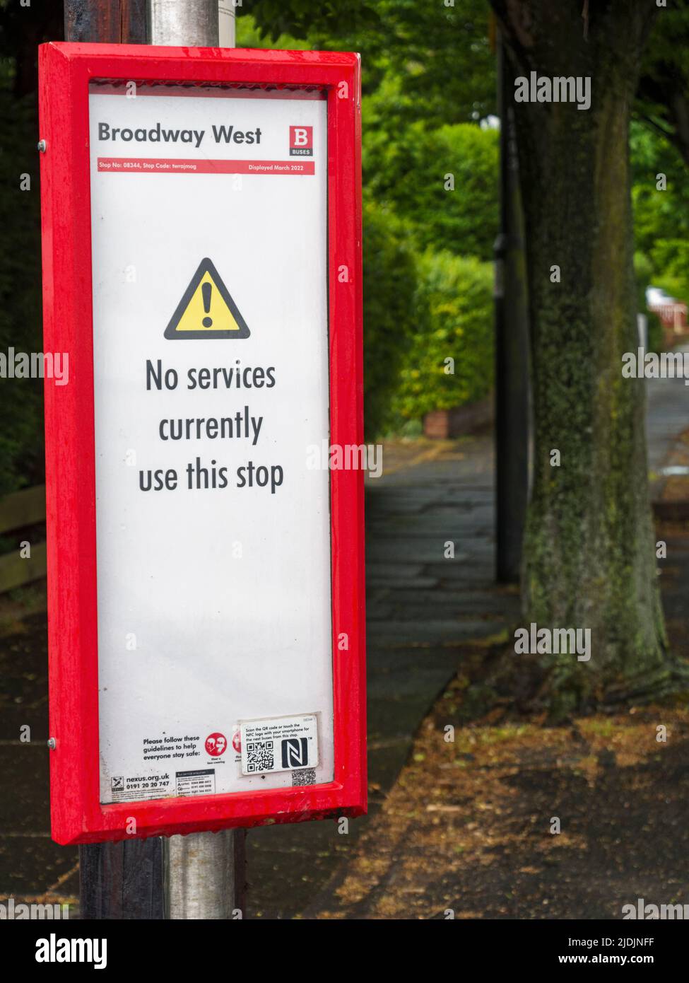 Bus stop with service suspended Stock Photo - Alamy