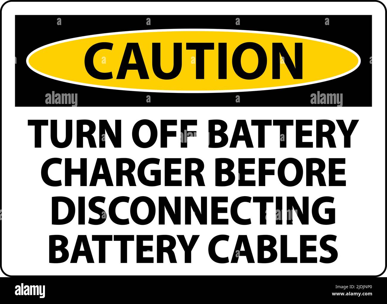 Caution Turn Off Battery Charger Sign On White Background Stock Vector ...