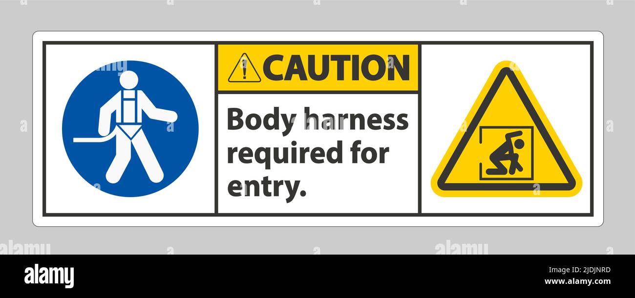 Caution Sign Body Harness Required For Entry Stock Vector Image & Art ...