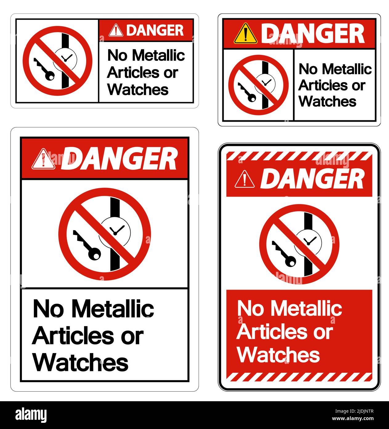 Caution No Metallic Articles Or Watches Symbol Sign On White Background ...