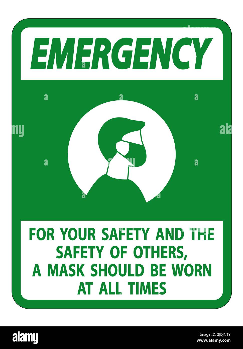 Emergency For Your Safety And Others Mask At All Times Sign on white ...