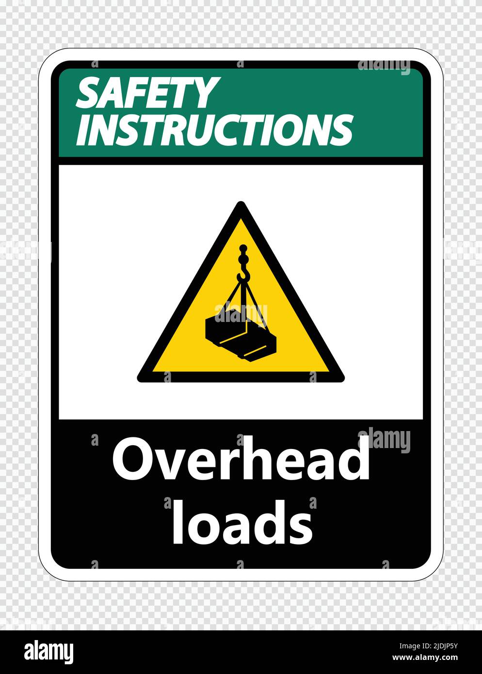 Safety instructions overhead loads Sign on transparent background ...