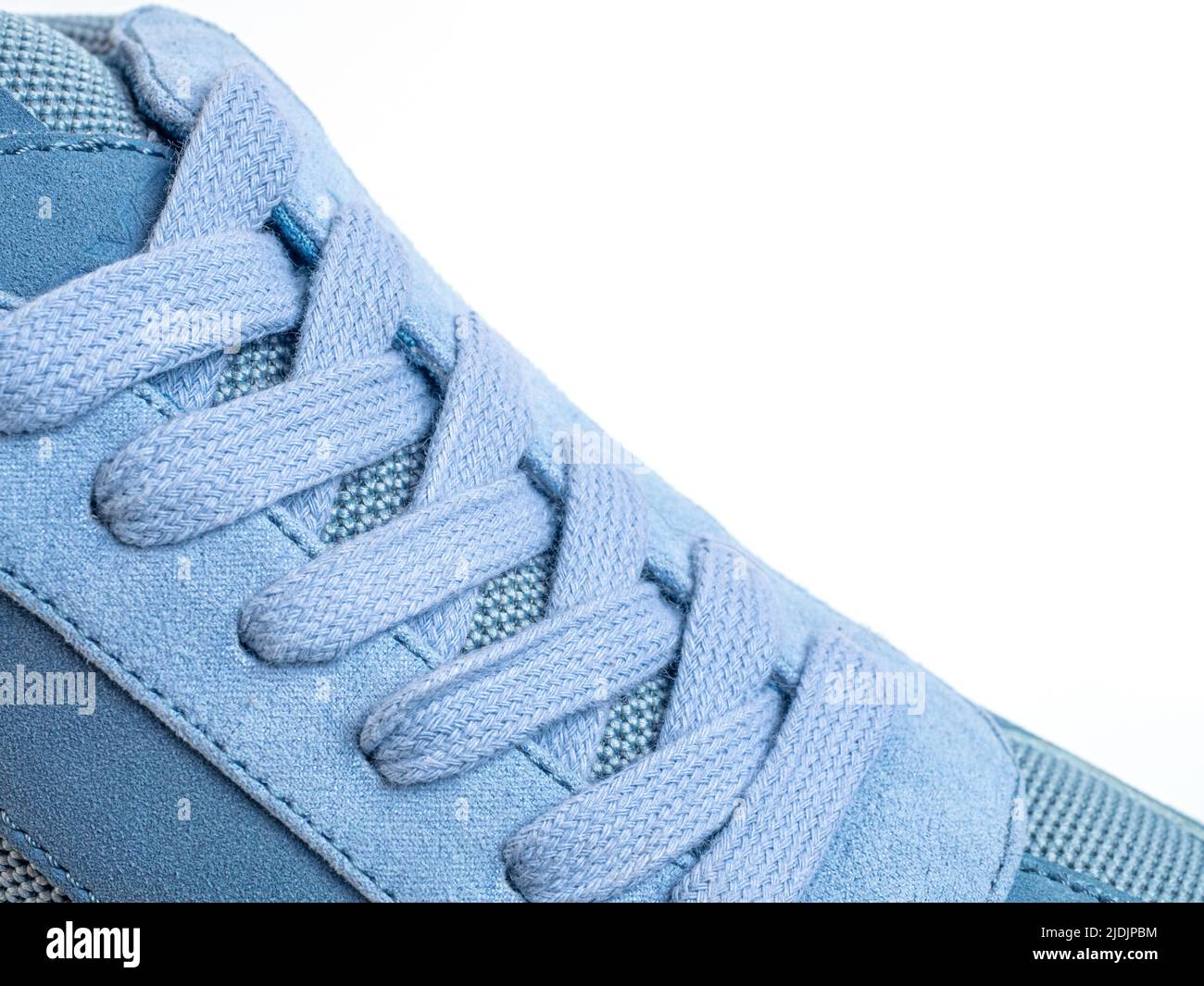 Shoestrings of blue color pattern. Closeup lacing background texture ...