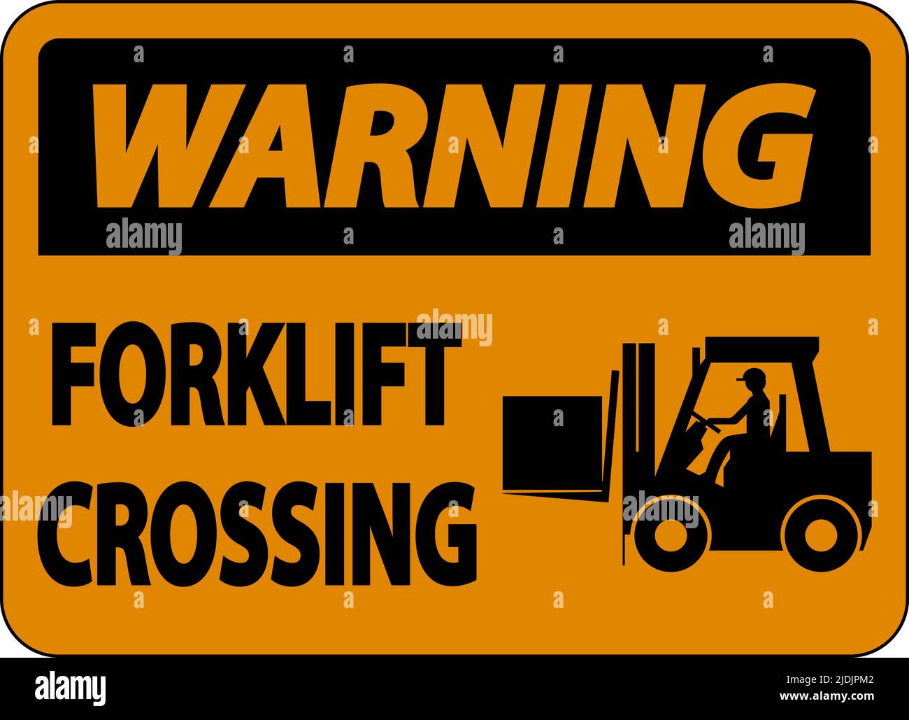 Warning Forklift Crossing Sign On White Background Stock Vector Image ...