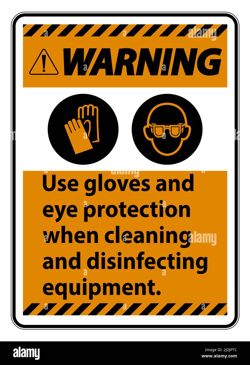 Warning Use Gloves And Eye Protection Sign on white background Stock ...