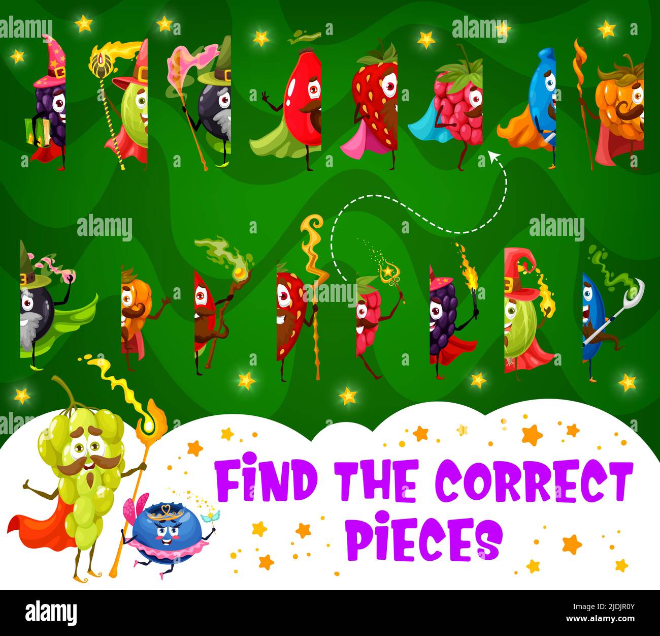 Find half of cartoon berry wizard, mage and fairy character, vector ...