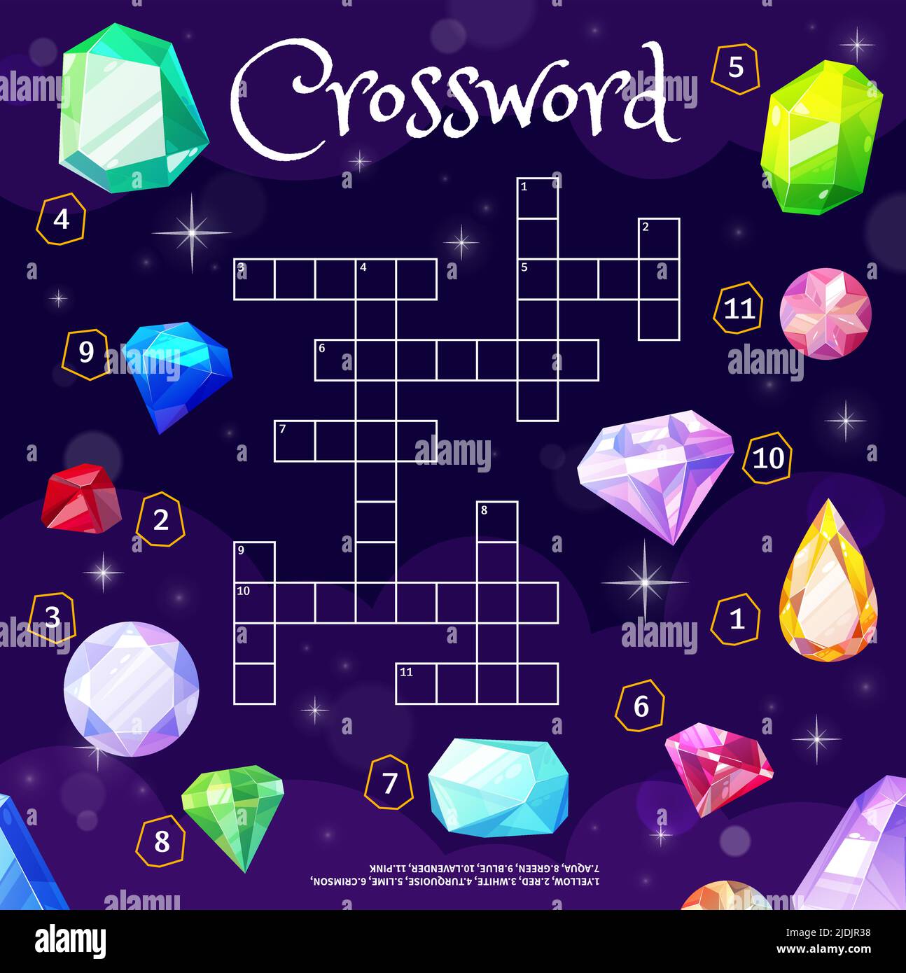 Gem, jewel and crystals crossword grid worksheet. Find a word quiz game ...
