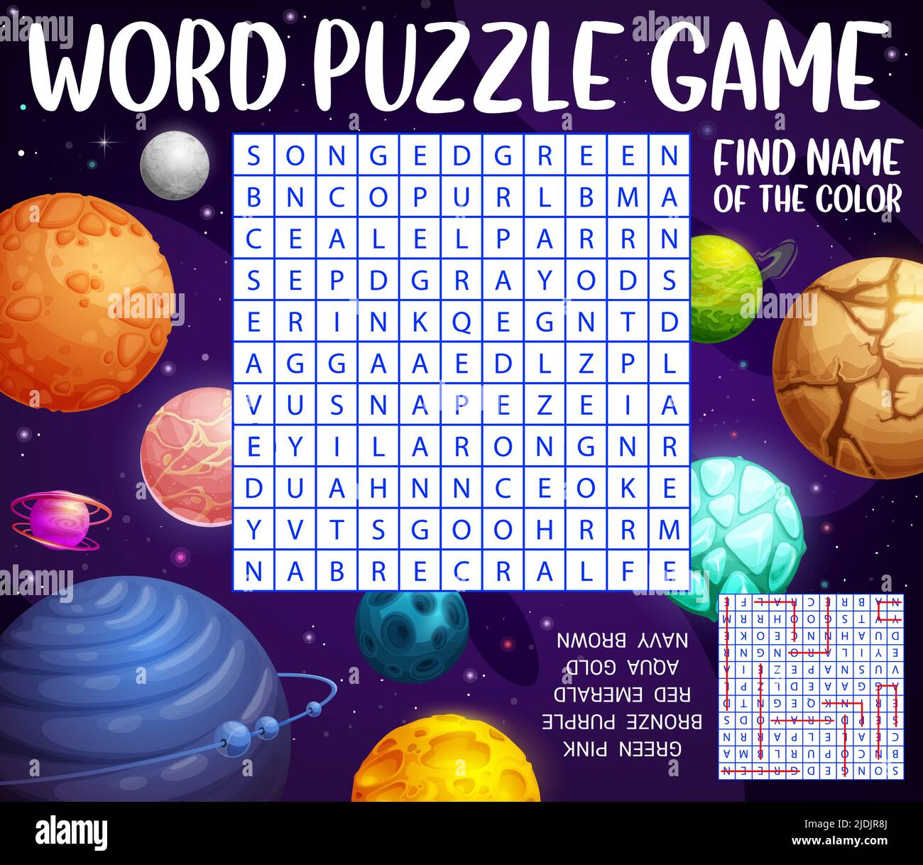 Fantastic universe galaxy space planets word search puzzle, game ...