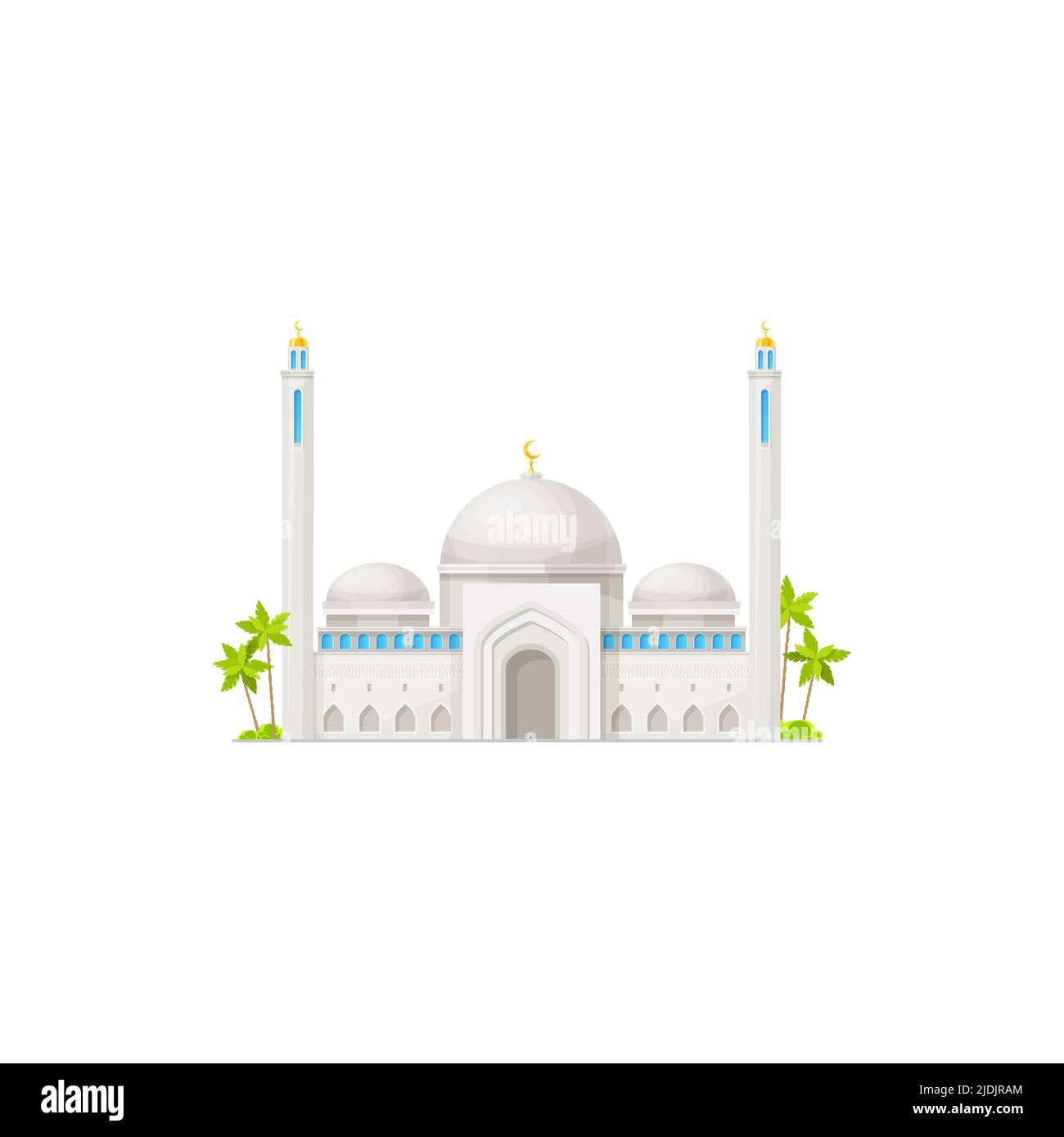 White arabian mosque building icon. Islamic religion ancient temple ...