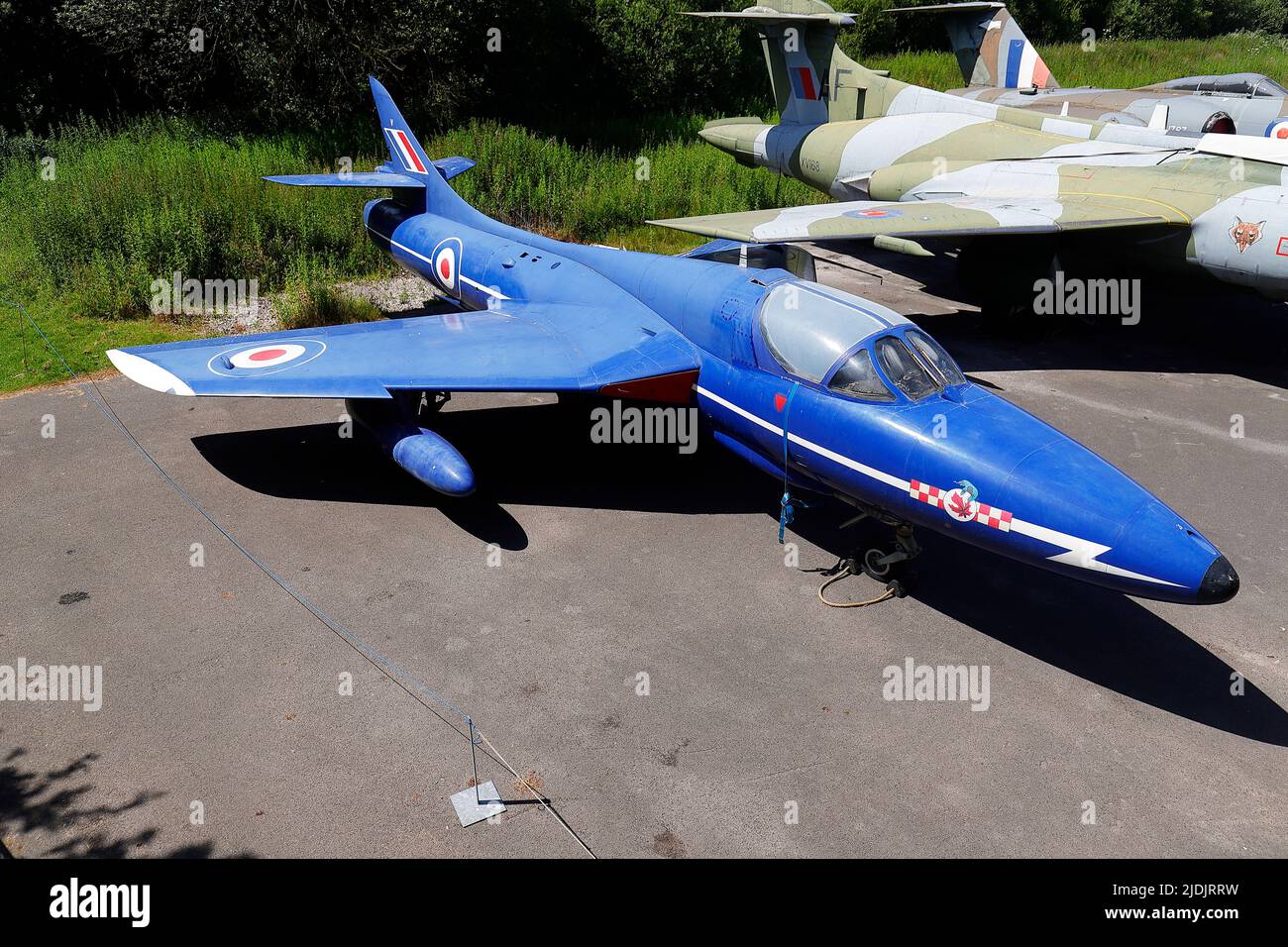 A 1955 Hawker Hunter T7 twin seat training aircraft exhibit at ...