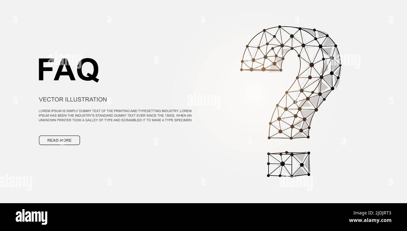 Question mark 3d low poly symbol for landing page template. Help support design illustration ...