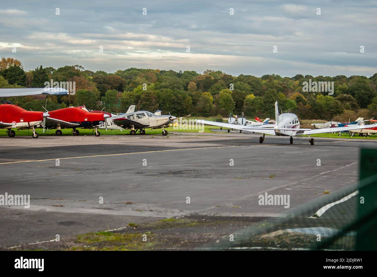 ELSTREE, ENGLAND- 17 October 2021: Piper PA-28-181 plane pictured at ...