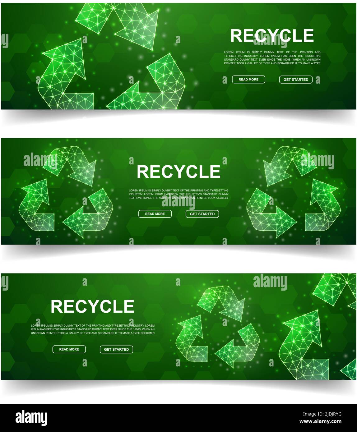 Set of three Recycle horizontal banners. Horizontal illustration for ...