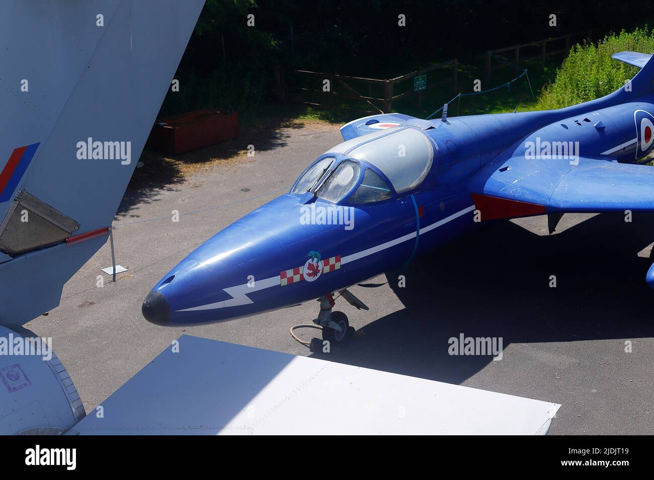 A 1955 Hawker Hunter T7 twin seat training aircraft exhibit at ...