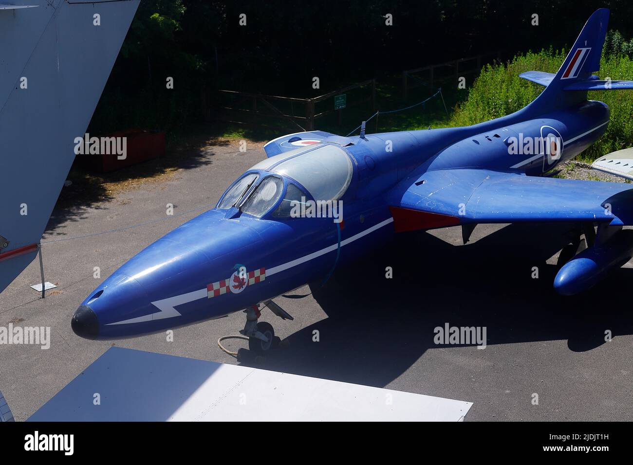 A 1955 Hawker Hunter T7 twin seat training aircraft exhibit at ...