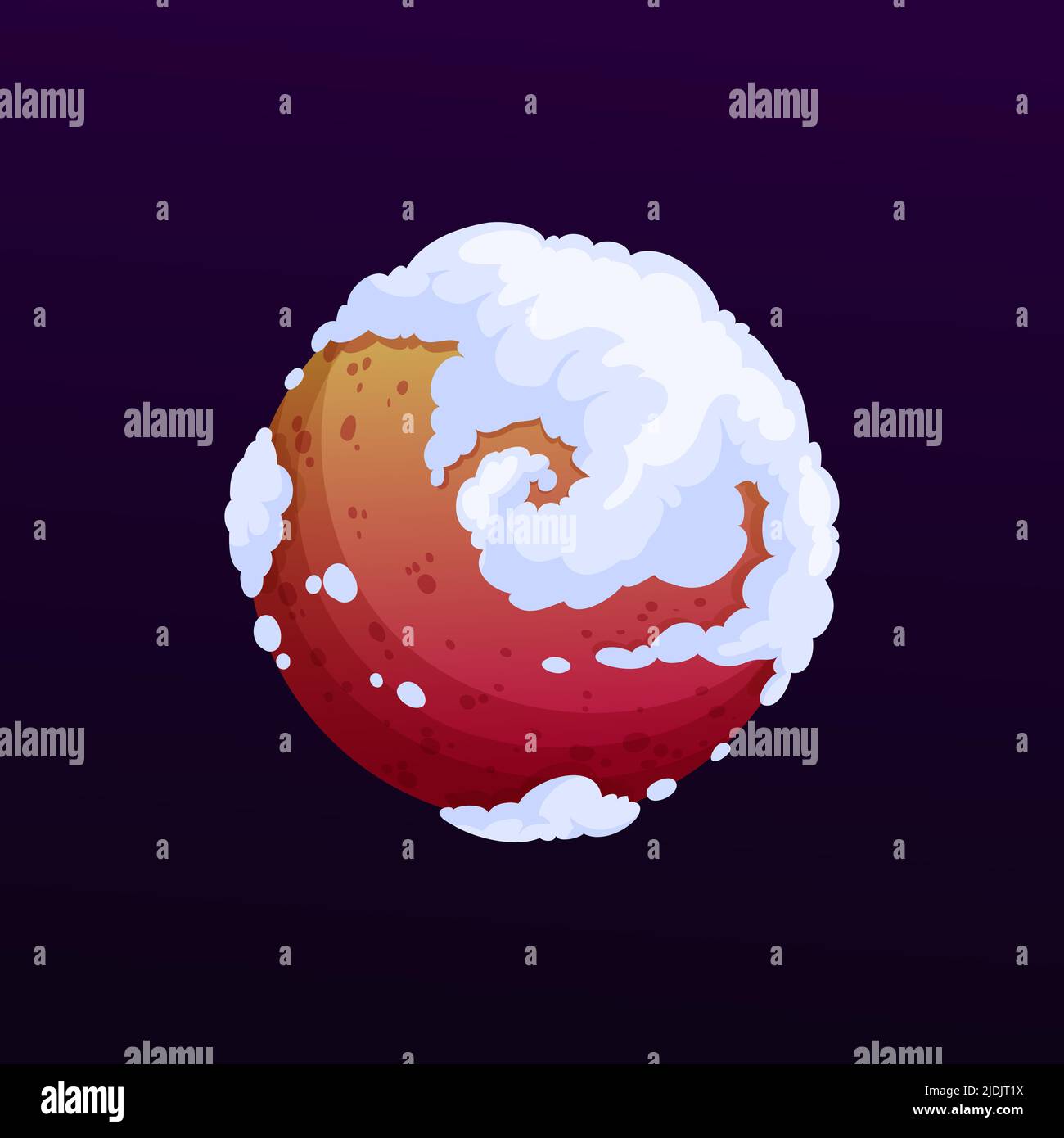 Cartoon space planet with cloudy surface. Fantasy galaxy exoplanet ...