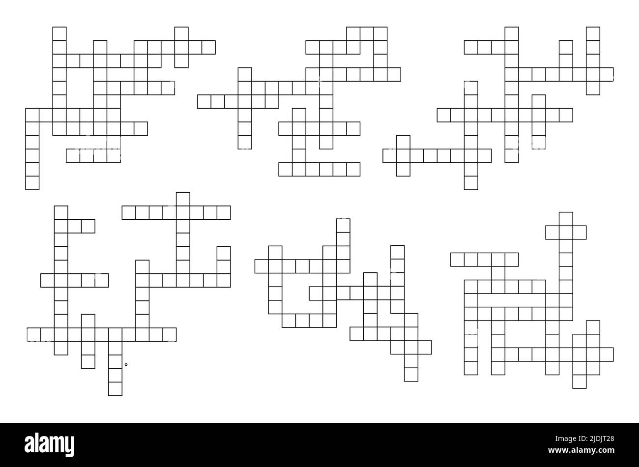 Crossword game, find word riddle grids set. Vocabular puzzle, text ...