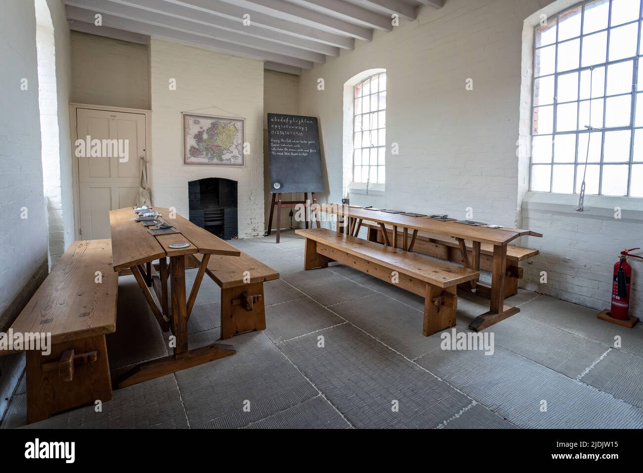 School classroom and desks inside Victorian Workhouse in Southwell ...
