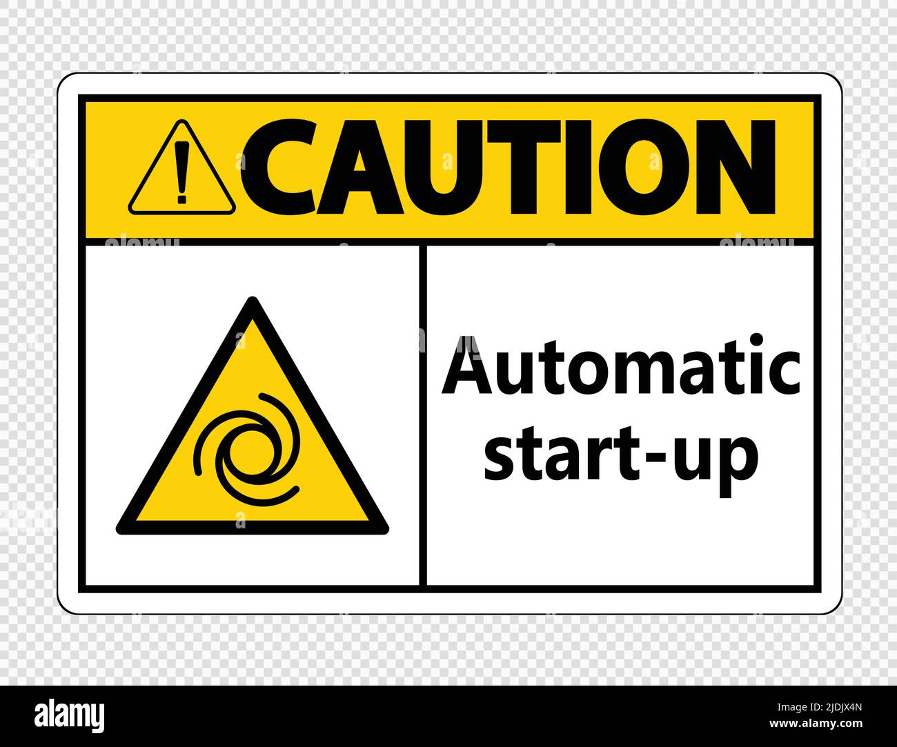 Caution automatic start-up sign on transparent background,Vector ...