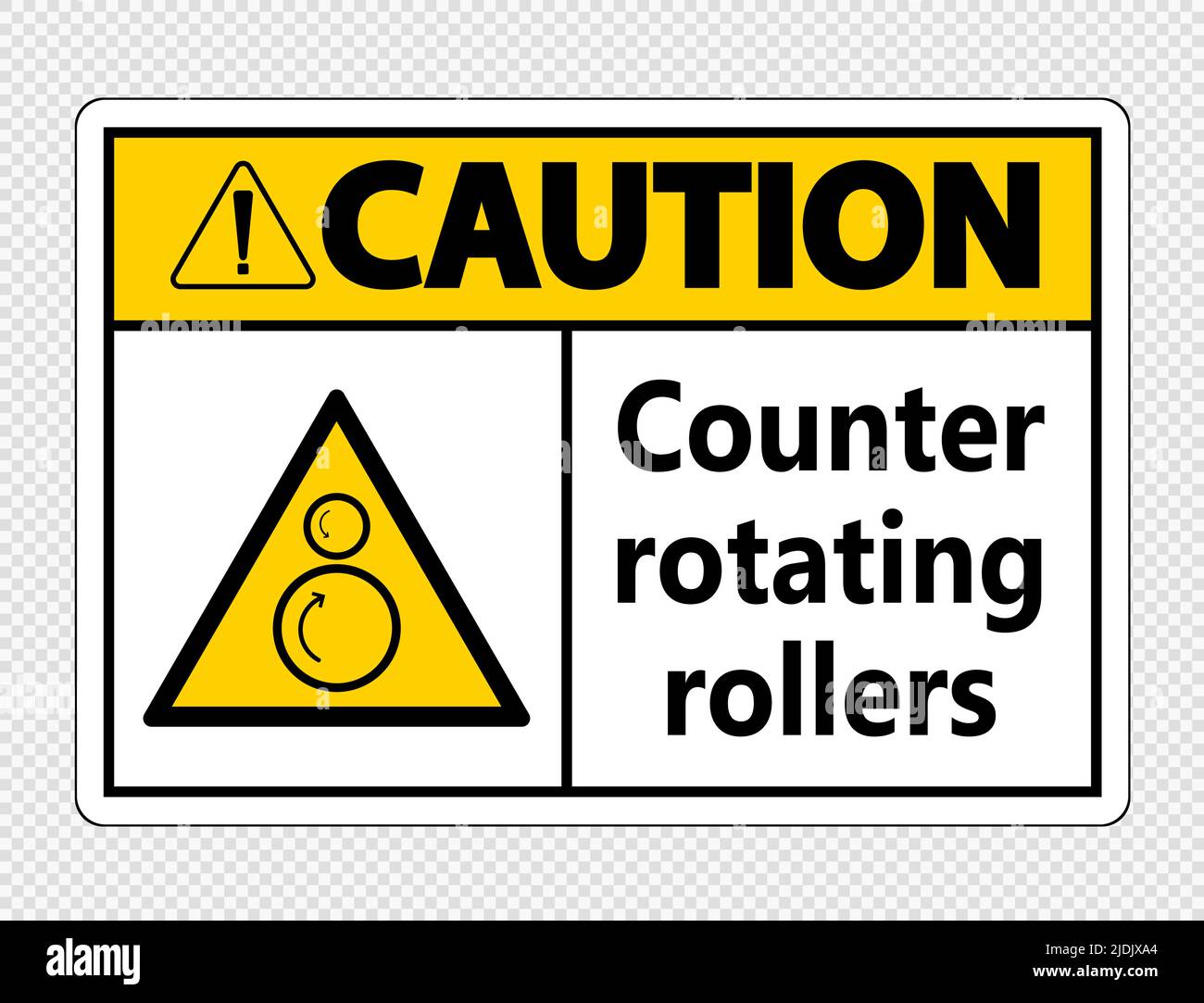 Caution counter rotating rollers sign on transparent background,vector ...
