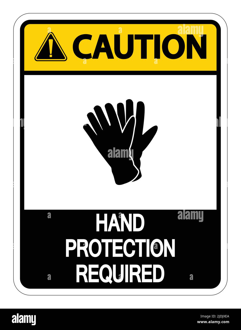 Caution Hand Protection Required Sign on white background,vector ...