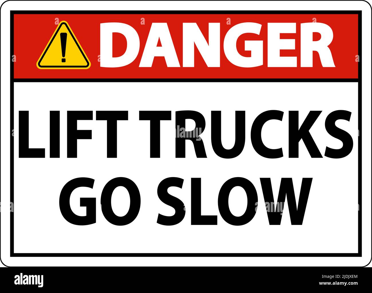 Danger Lift Trucks Go Slow Sign On White Background Stock Vector Image ...