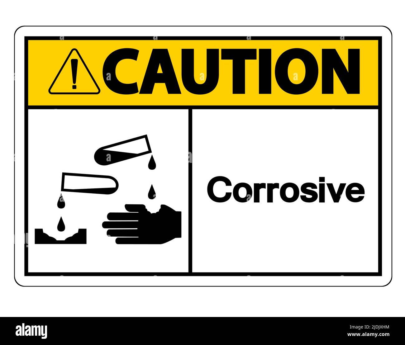 Caution Corrosive Symbol Sign Isolate On White Background,Vector ...