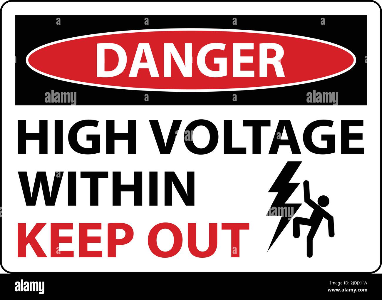 Danger High Voltage Within Keep Out Sign On White Background Stock ...