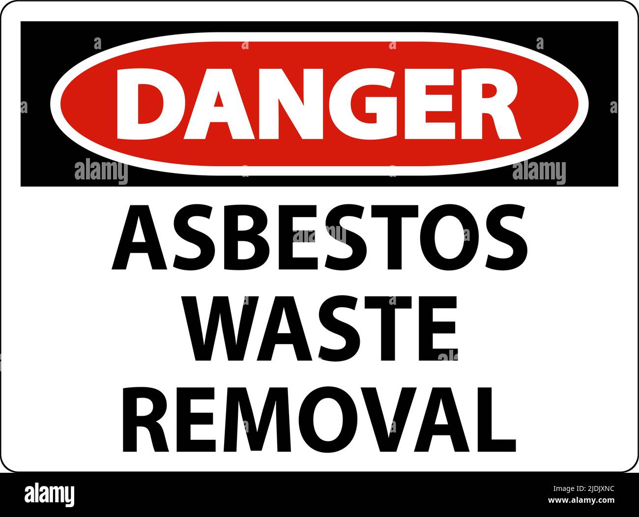Danger Asbestos Waste Removal Sign On White Background Stock Vector ...
