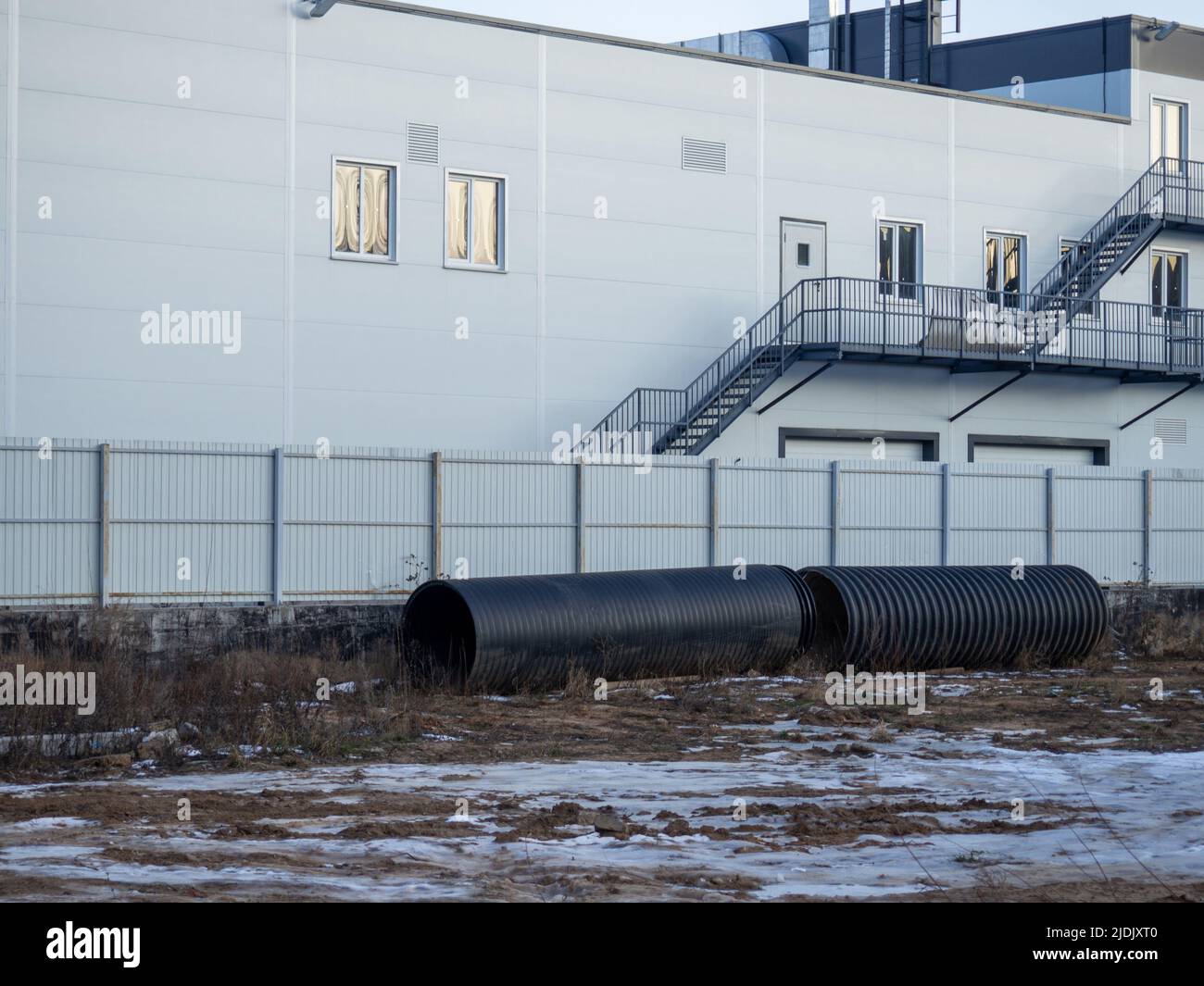 Not established communications. Abandoned pipes. Huge pipes in the ...