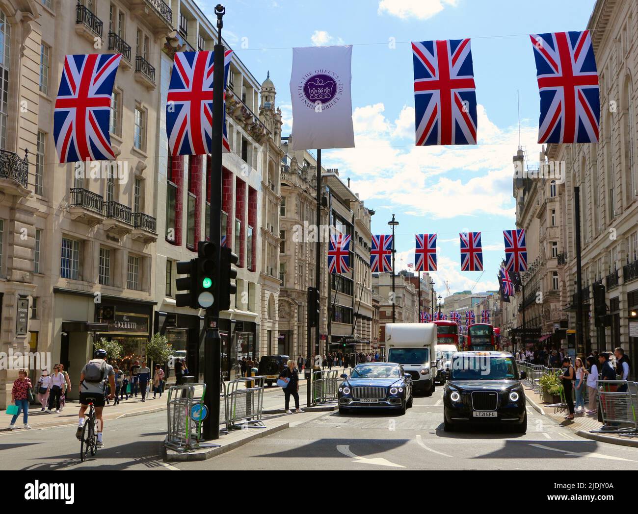 View along Piccadilly London England UK from Piccadilly Circus with ...