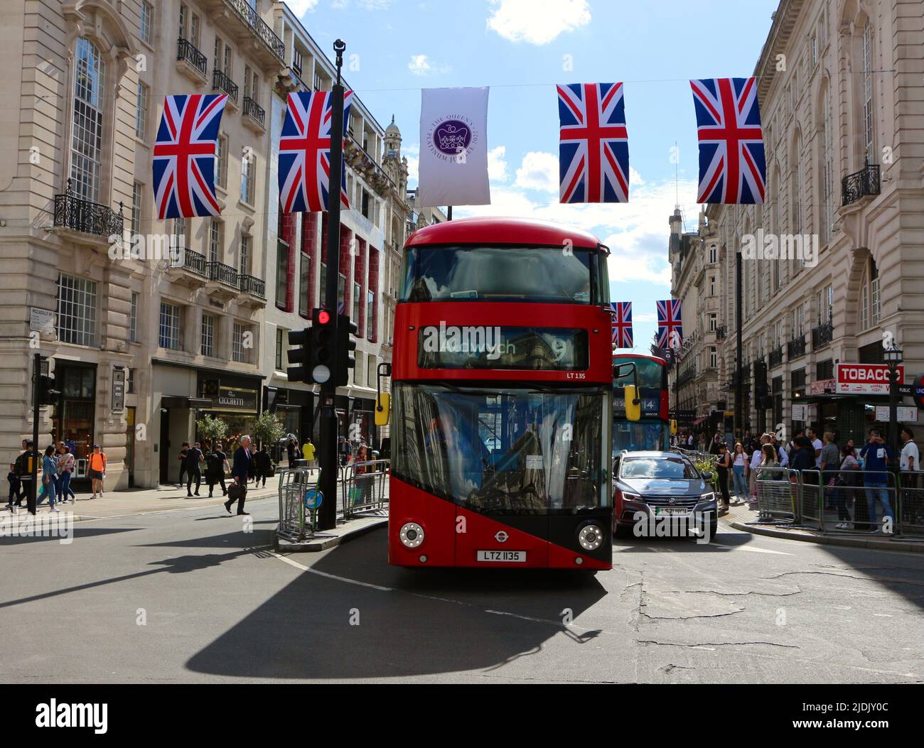 View along Piccadilly London England UK from Piccadilly Circus with ...
