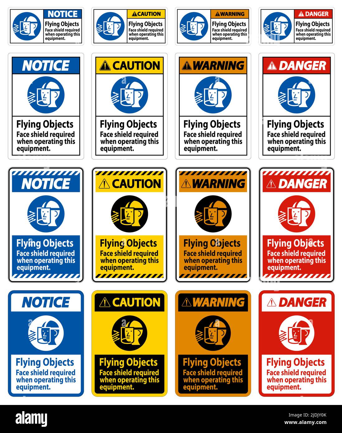Warning Sign Flying Objects, Face Shield Required When Operating This ...