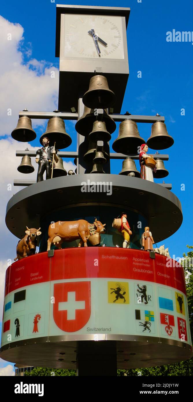 The famous Swiss centre clock close up at the entrance to Leicester ...