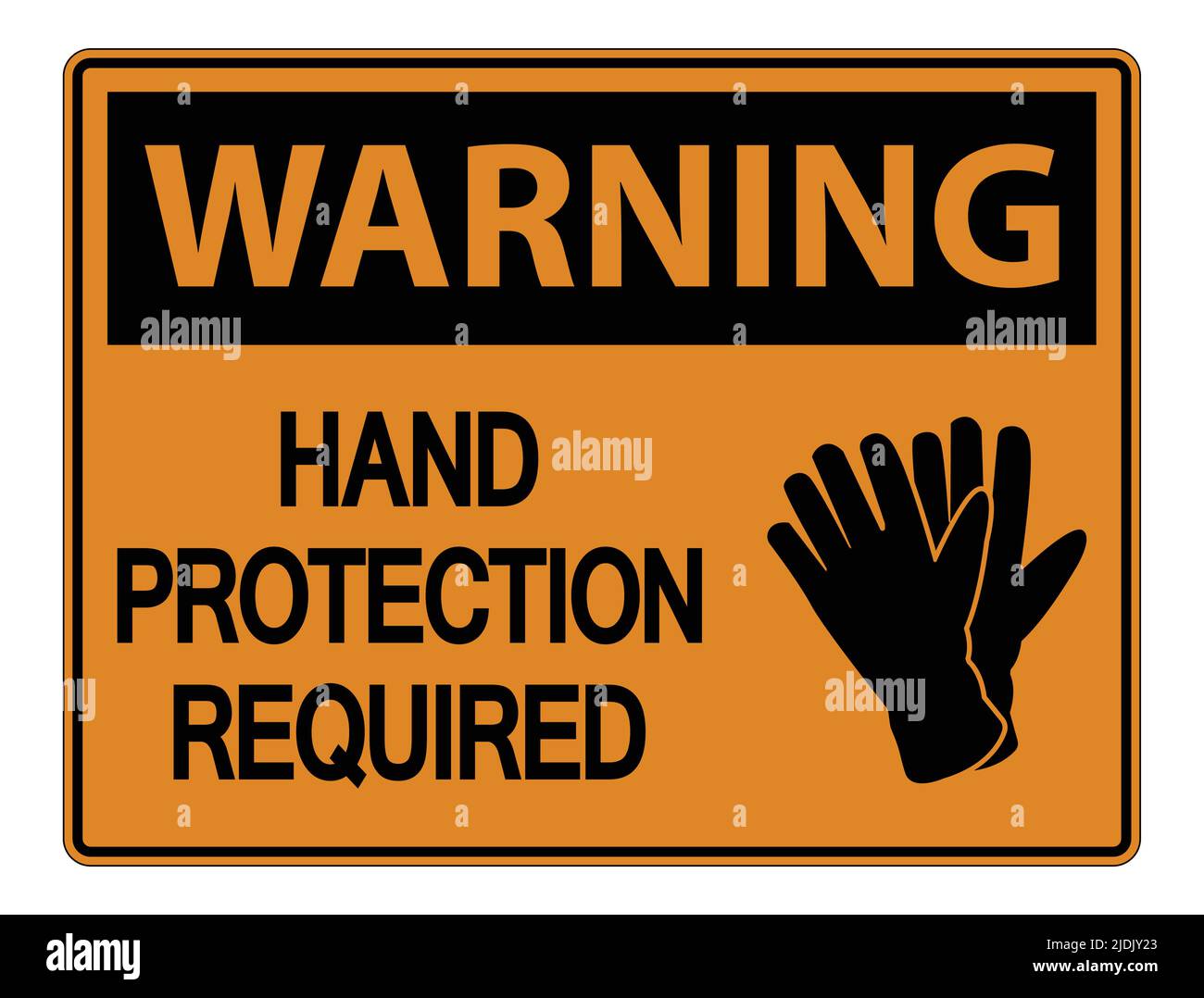 Warning Hand Protection Required Wall Sign on white background,vector ...