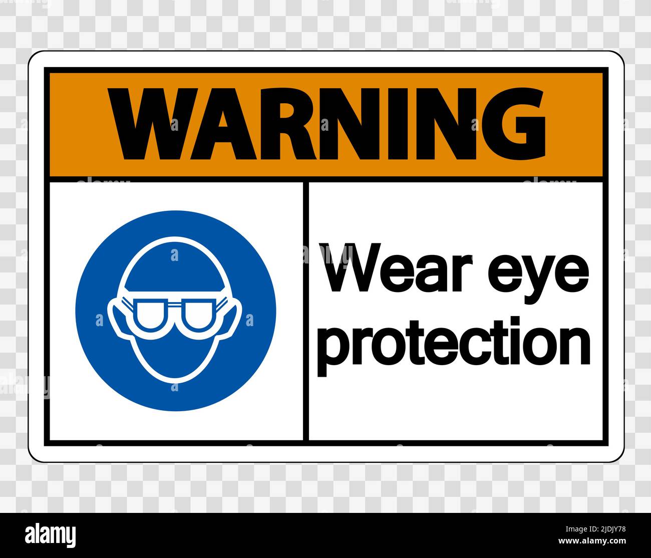Warning Wear eye protection on transparent background,vector ...