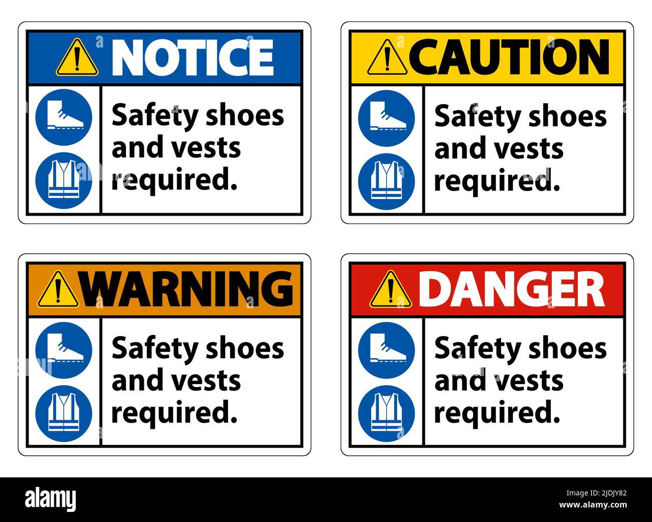 Safety Shoes And Vest Required With PPE Symbols on White Background ...