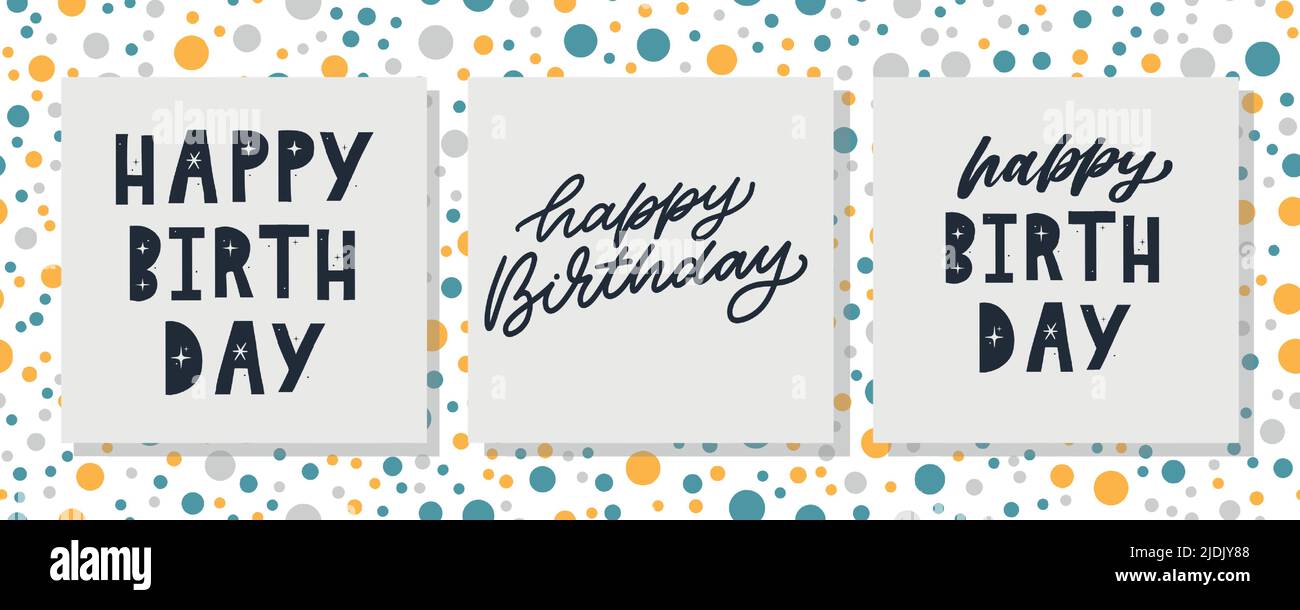 Happy Birthday lettering text banner, black color. Vector Stock Vector ...